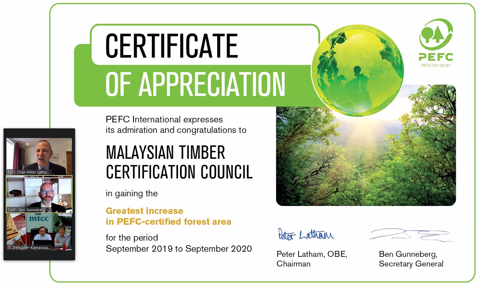 MTCC Receives Award from World’s Biggest Forest Certification Scheme ...