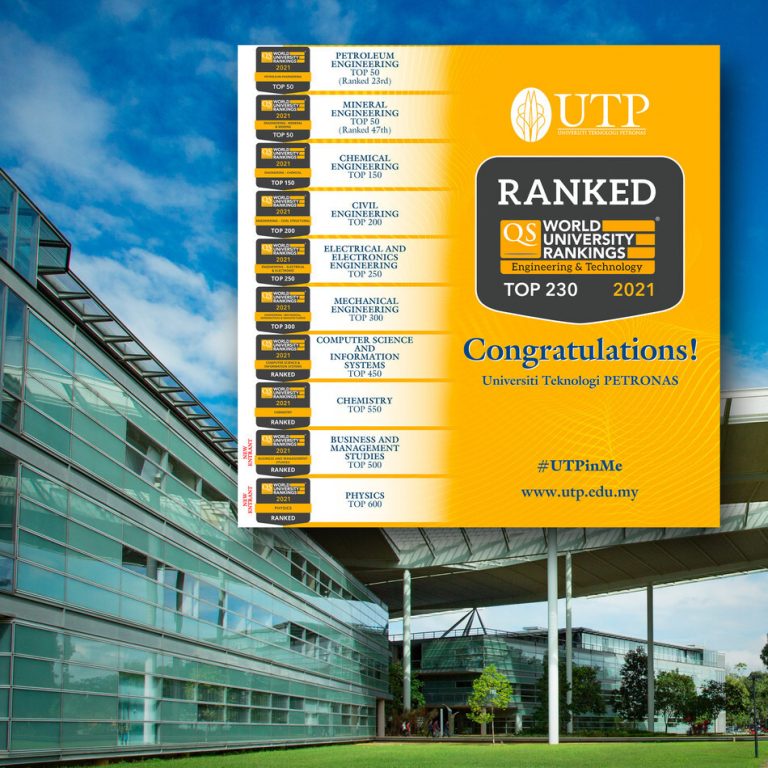 Universiti Teknologi PETRONAS Continues Its Reign in the 2021 QS World ...